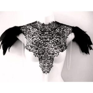 Steampunk Feather Epaulettes Black Wings LARP Cosplay Pauldrons Raven ...