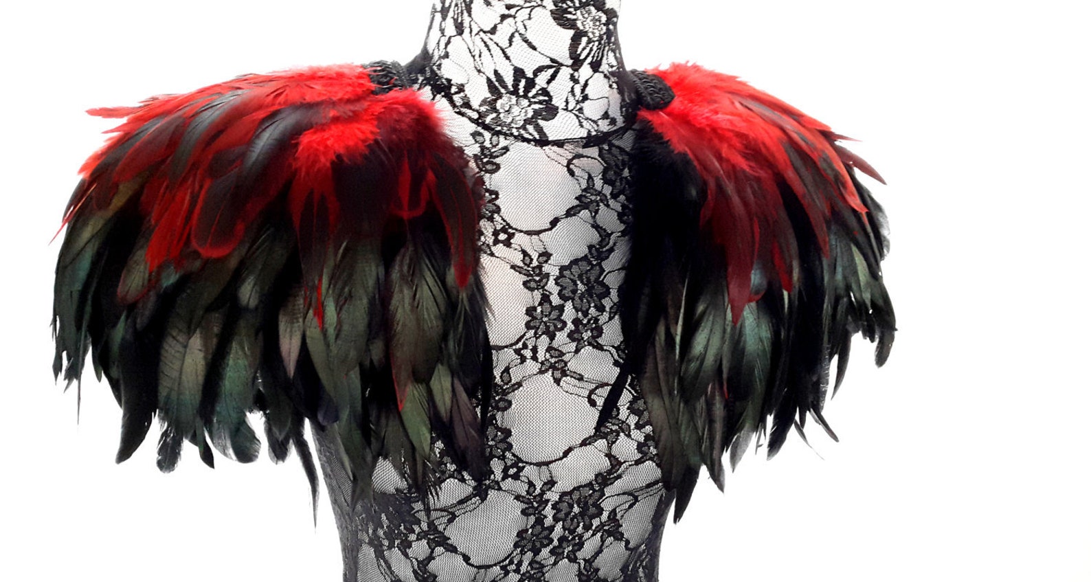 Red Feather Epaulettes Feather Shoulder Pieces Statement Wings | Etsy