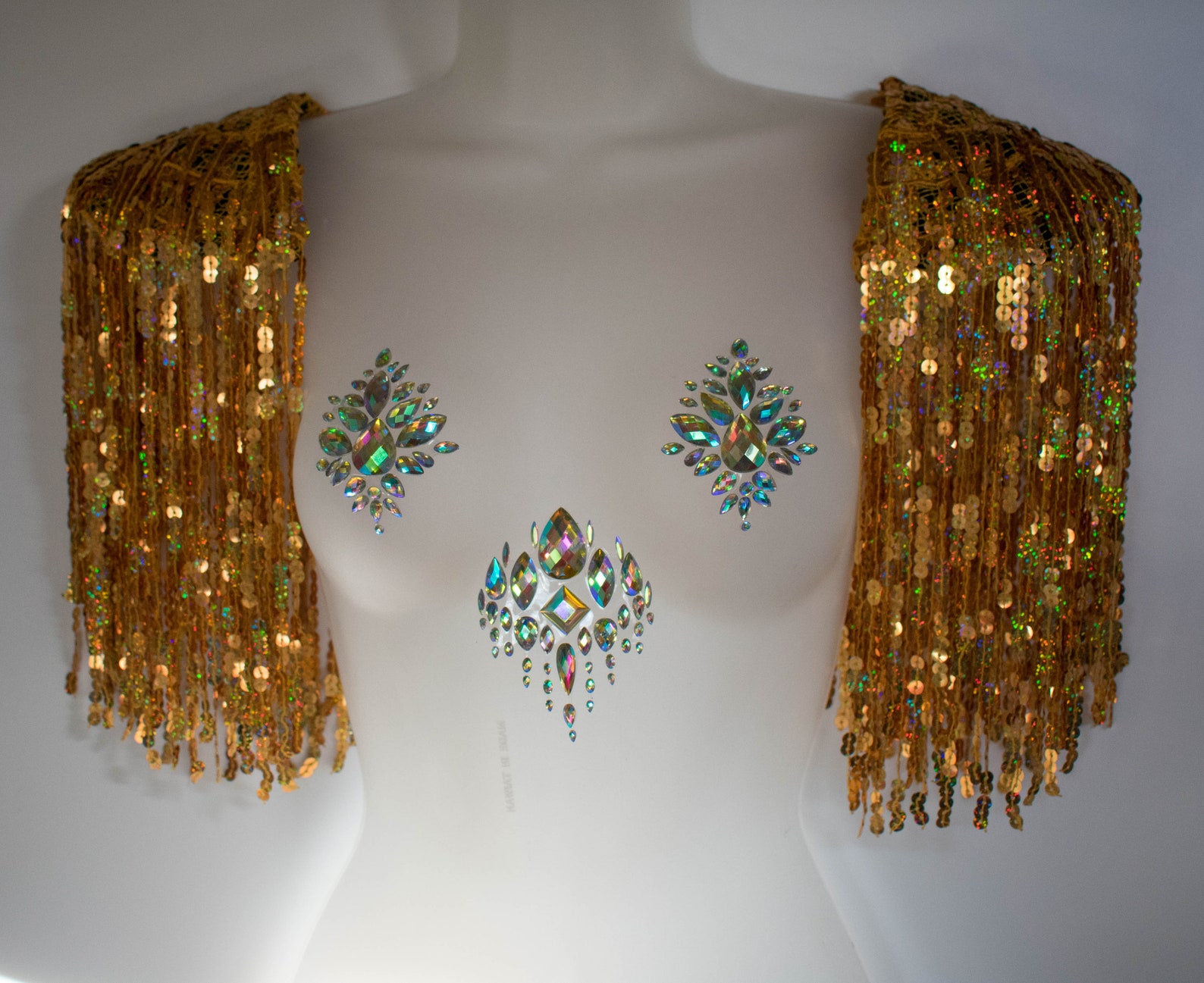 Burning Man Gold Epaulettes Fringed Sequin Tassel Festival Etsy