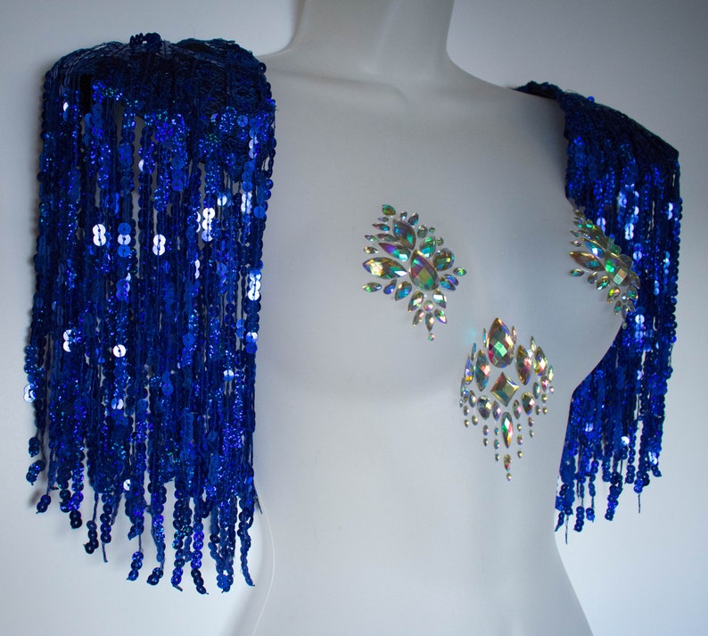 Festival Sequin Epaulettes Fringed Tassel Unisex Shoulder Etsy