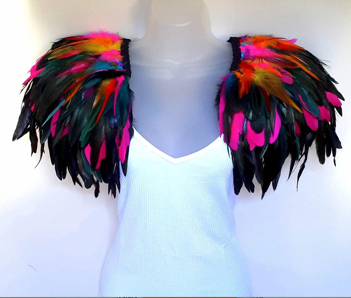 Pride Feather Epaulettes Multicolour Wings Rainbow Shoulder Pieces ...