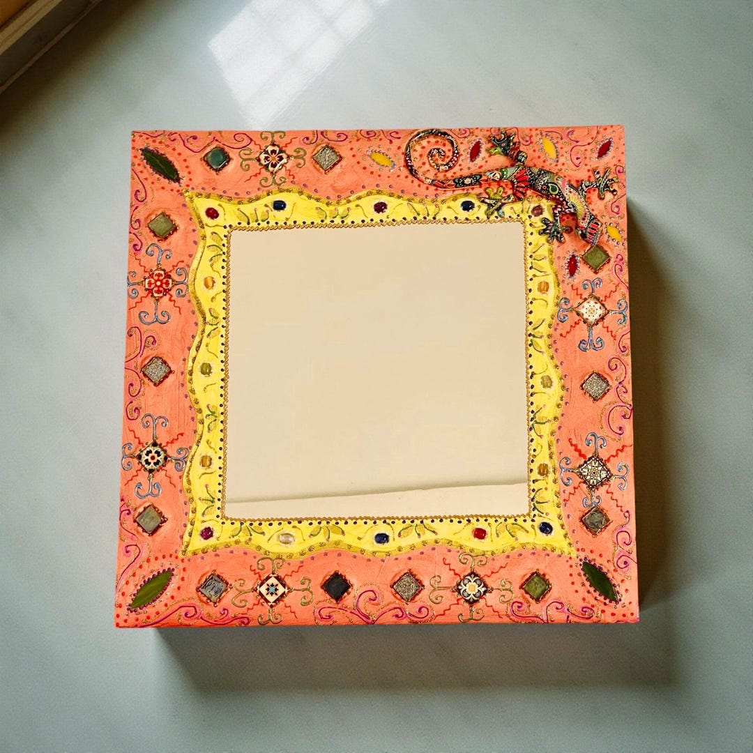 Square Mirror in Colors - Gecko - Unique and Original Gift - Wall ...