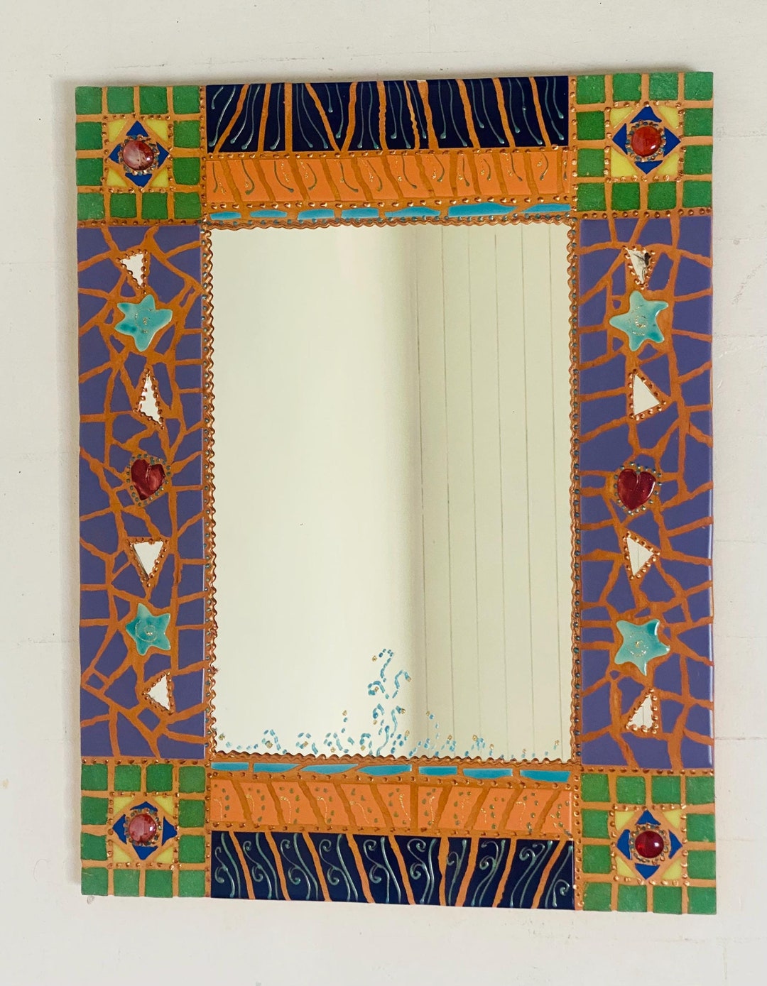 Mosaic Mirrors blue Green Vintage vintage Sugar biodiversity 2 50 X 40 ...