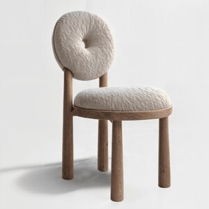 Modern Teak Bouclé Donut Chair - Etsy