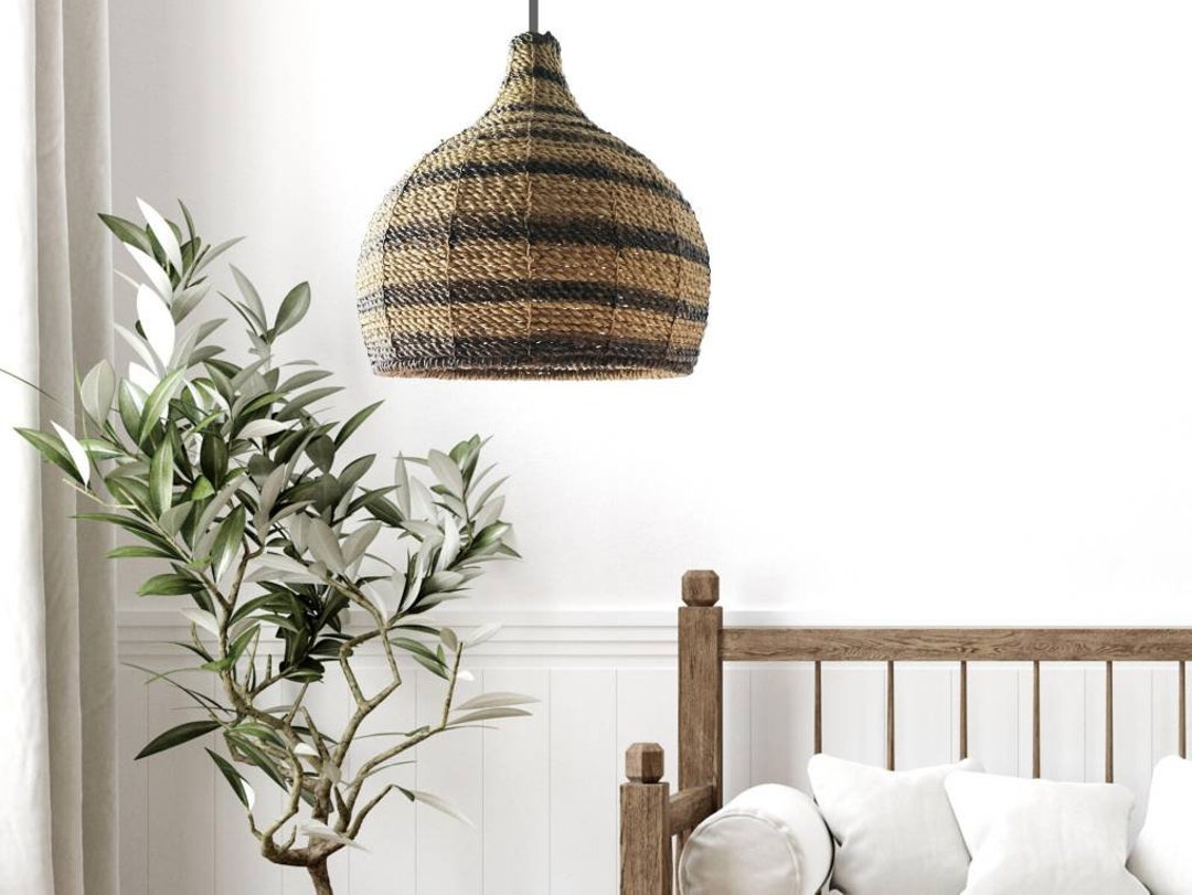 Coastal Natural Rattan Chandelier Pendant Light - Etsy