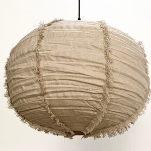 Ecru Linen Cloud Fringe Lantern Lamp Shades - Etsy