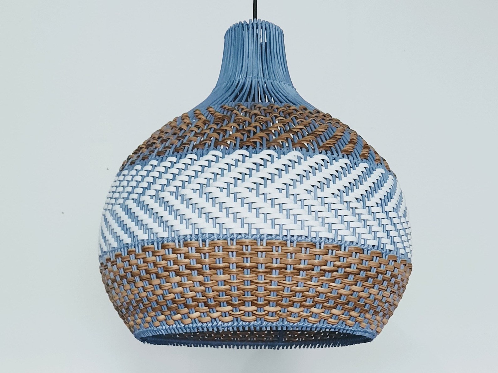 Courtland Blue Rattan Pendant Light - Etsy