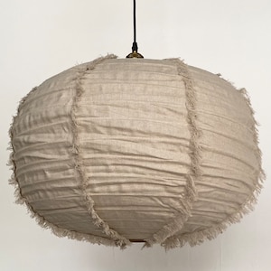 Ecru Linen Cloud Fringe Lantern Lamp Shades - Etsy