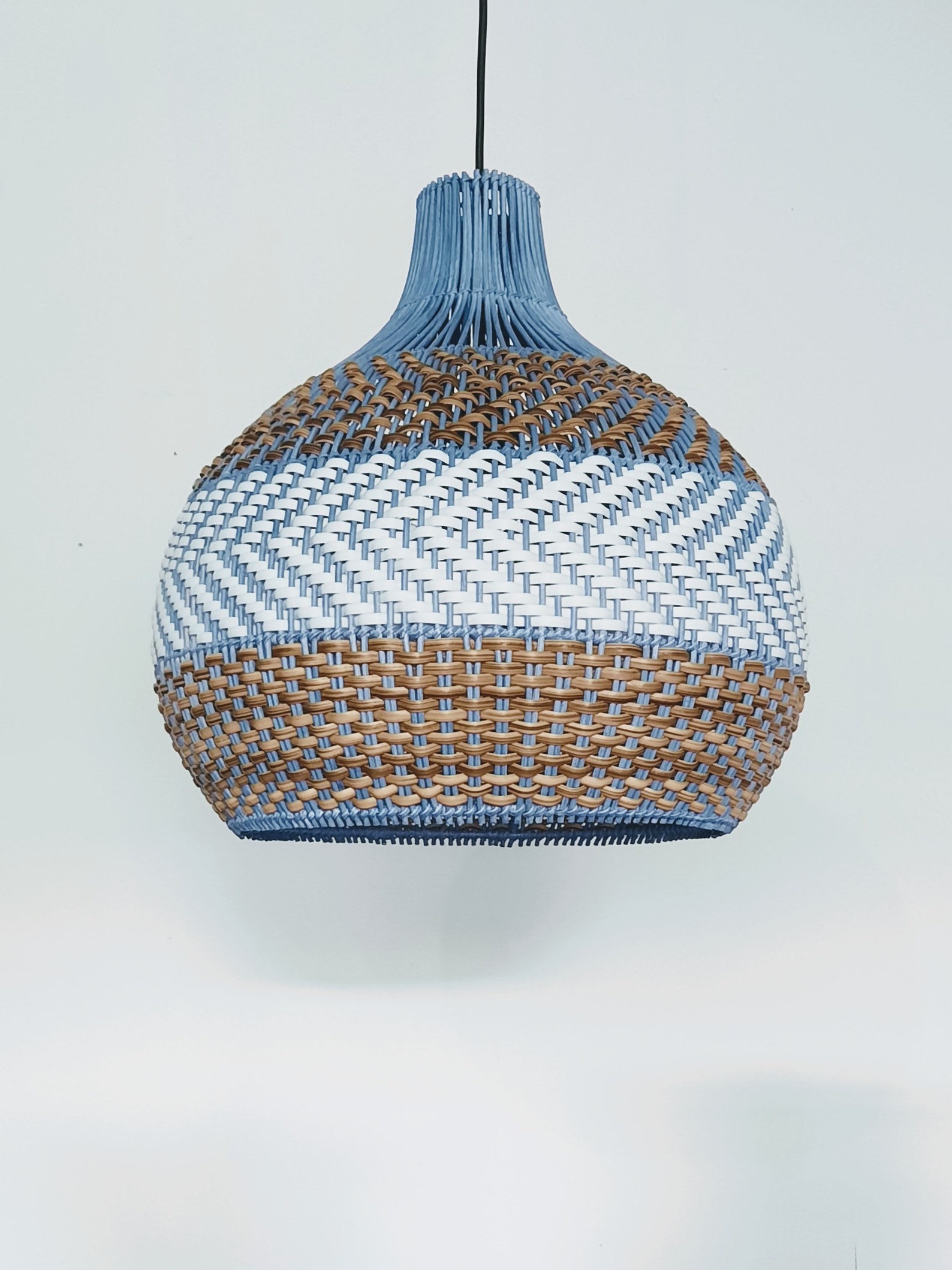 Courtland Blue Rattan Pendant Light - Etsy