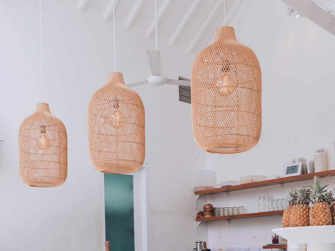 Karen Rattan Chandelier Pendant Light - Etsy