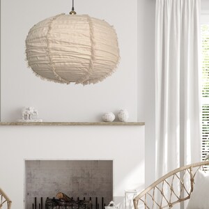 Ecru Linen Cloud Fringe Lantern Lamp Shades Interior Design - Etsy