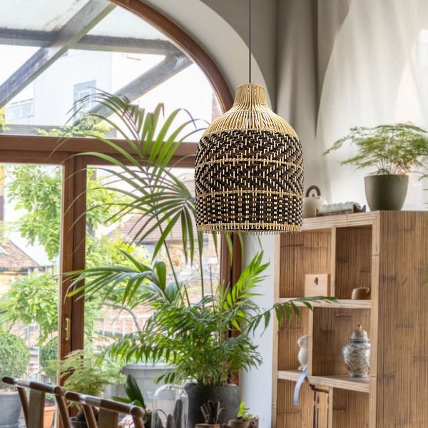 Large Rattan Chandelier - Etsy