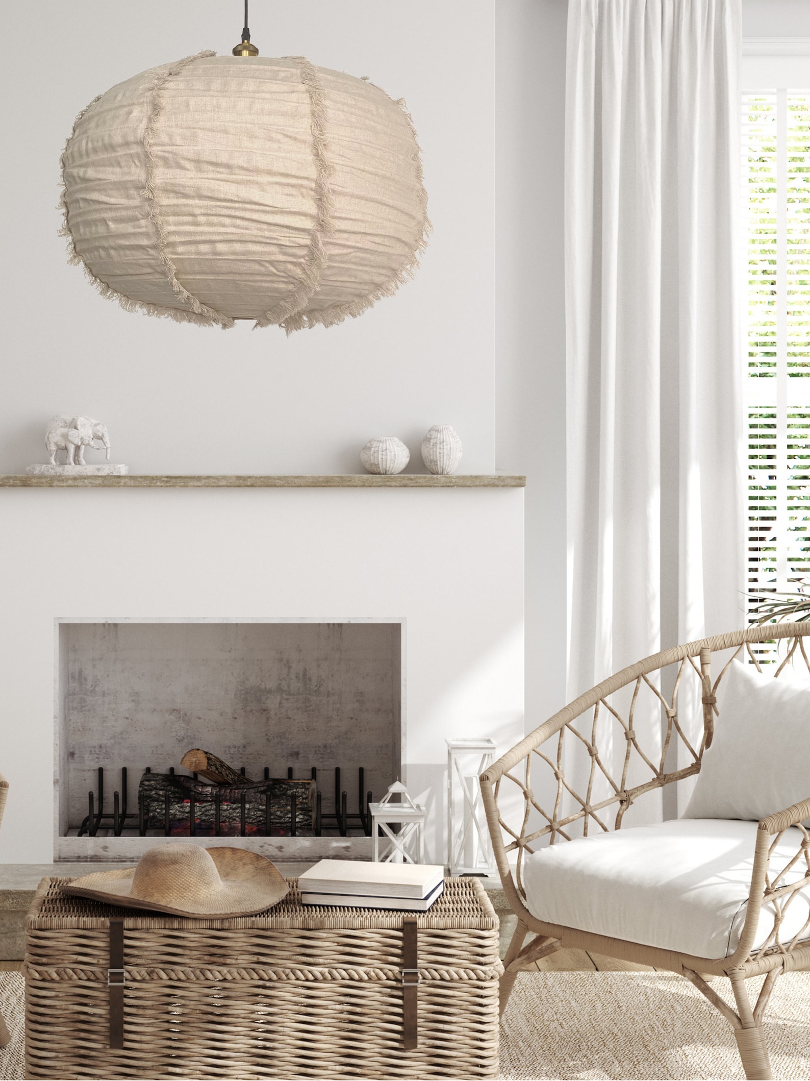 Ecru Linen Cloud Fringe Lantern Lamp Shades - Etsy