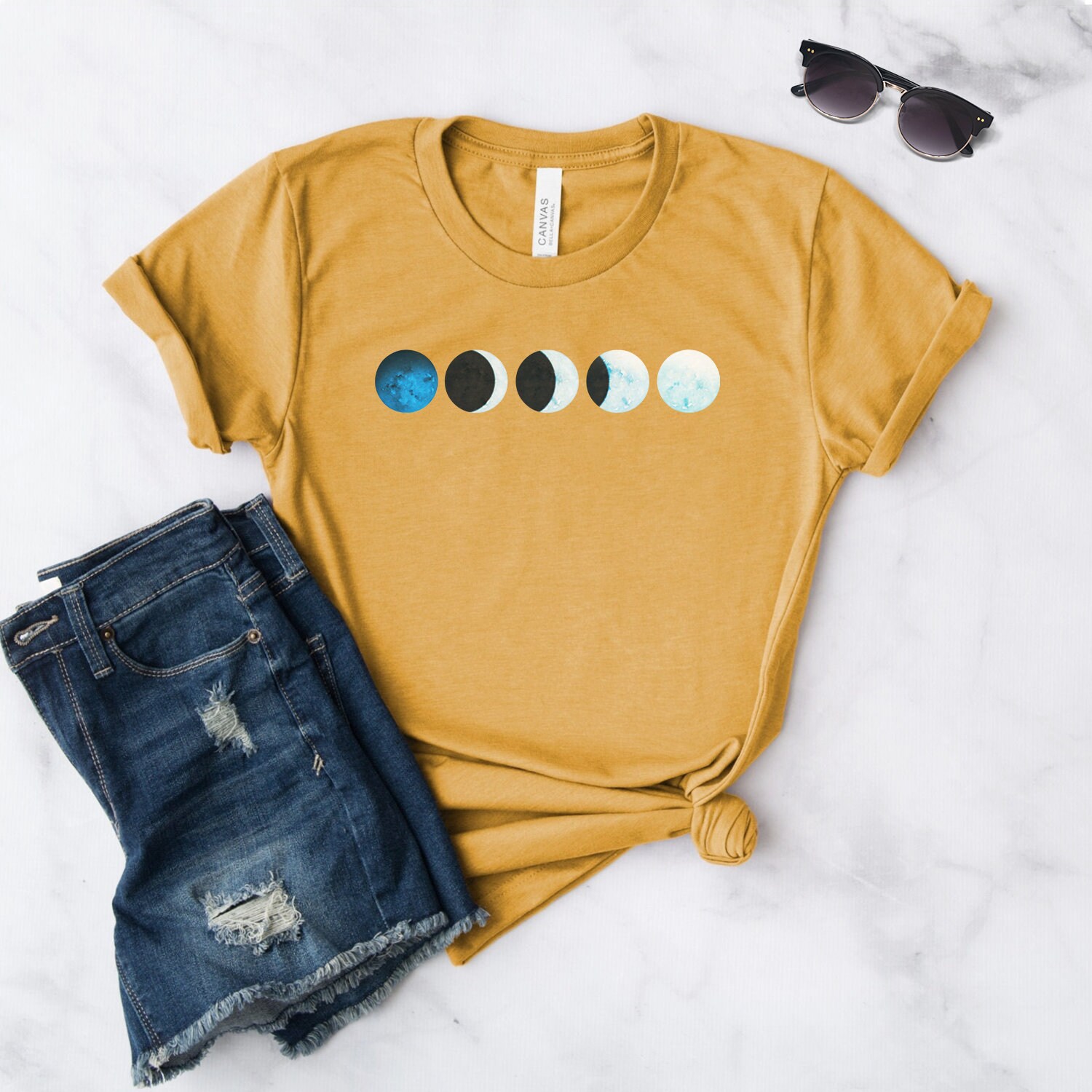 Watercolor Moon Shirt Lunar Phase Shirt Moon Phases Full - Etsy