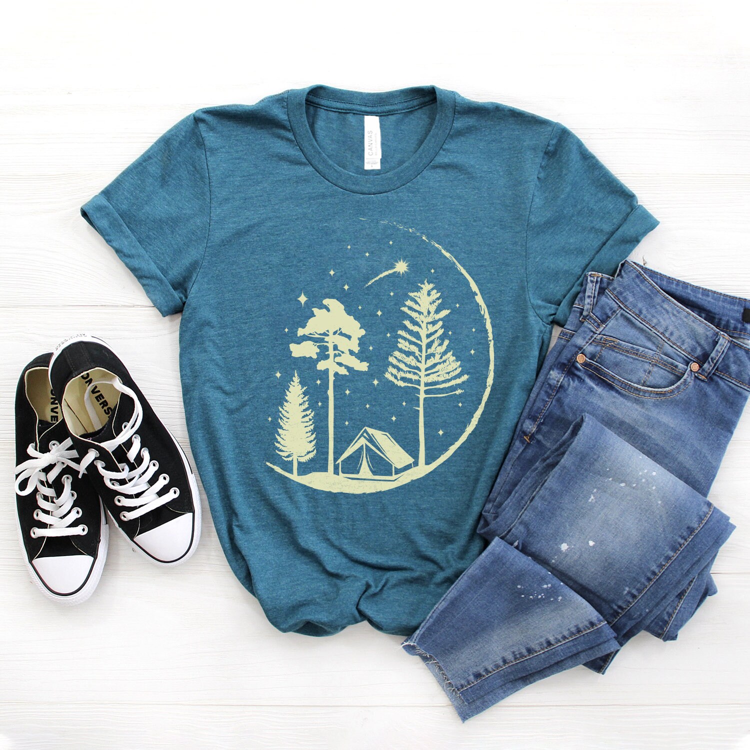 Trees Camping T-shirt Nature Shirt Hiking Shirt Forest - Etsy