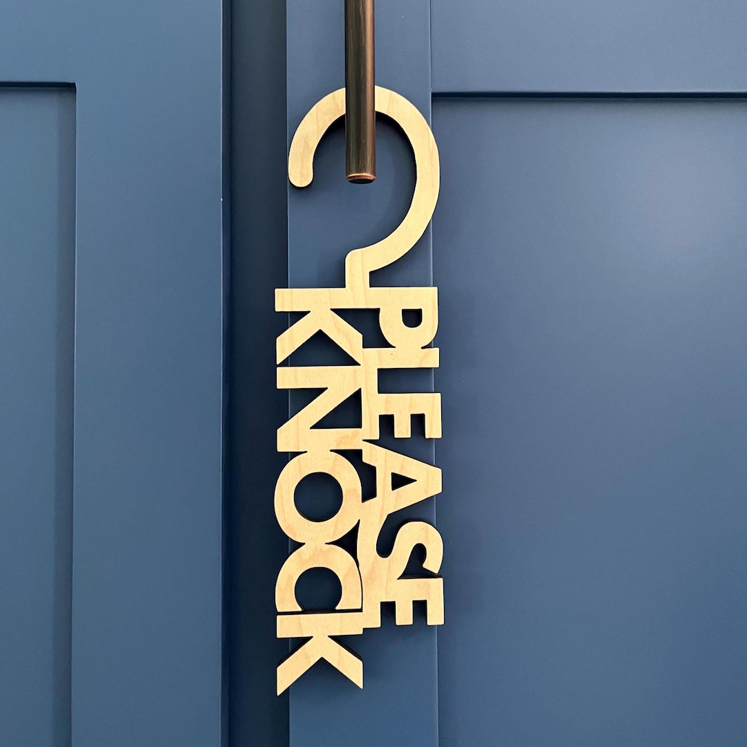 Please Knock Door Sign - Hard Maple or Walnut Wood, Sign - Etsy