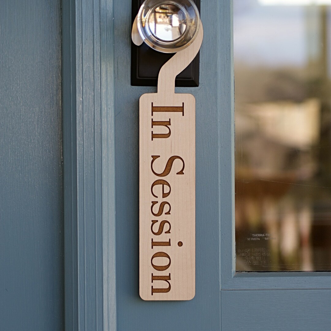 In Session Please Knock Door Hanger Sign Hard Maple or - Etsy