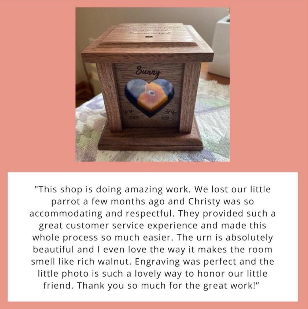 Extra Small Walnut Pet Urn With Photo Slot, Personalized, Engraved ...
