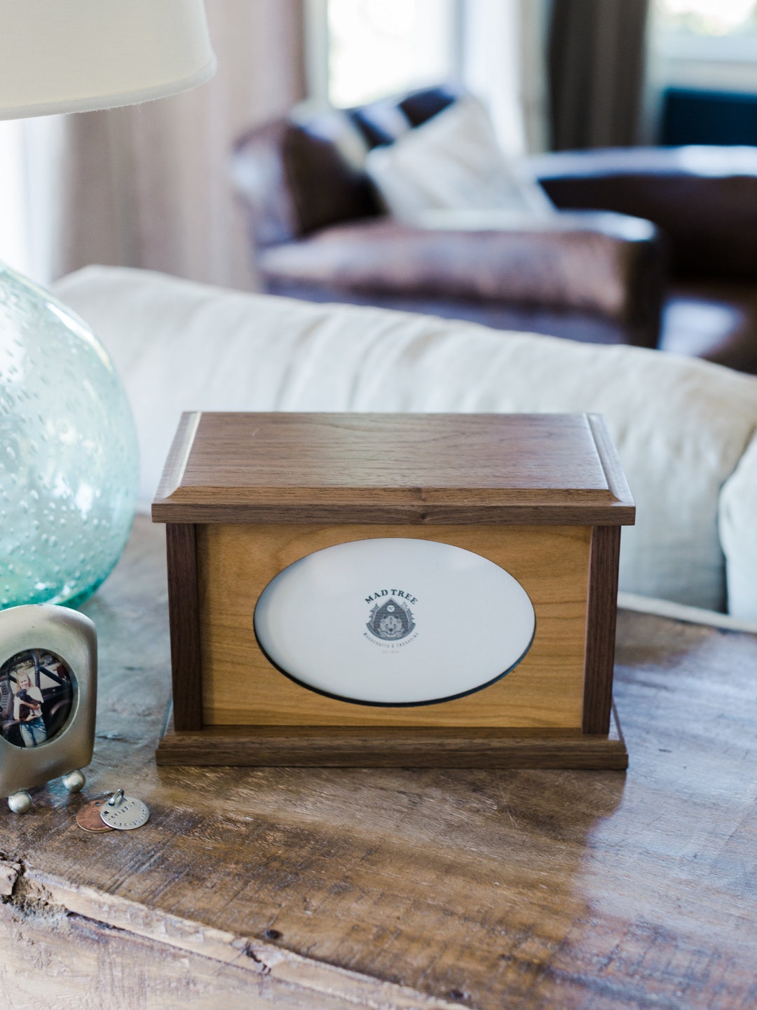 Large Wooden Pet Urn With Photo Slot - Personalized - Walnut With ...