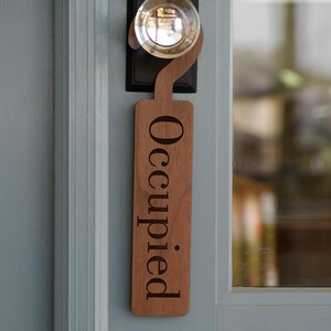 Reversible Occupied / Vacant Restroom Door Sign – Maple or Walnut Wood ...