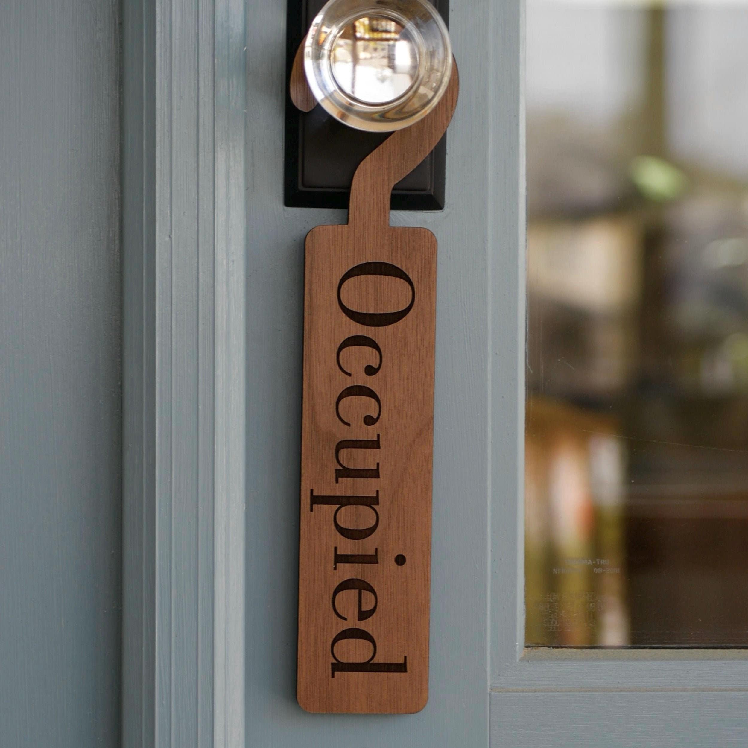 Reversible Occupied / Vacant Restroom Door Sign – Maple or Walnut Wood ...