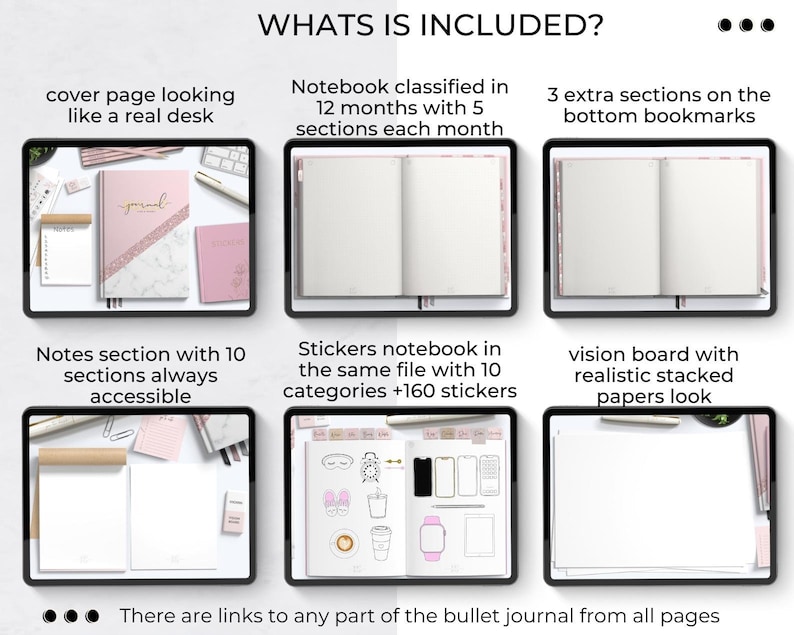 Undated Digital Planner, Realistic Digital Bullet Journal, Planner for ...