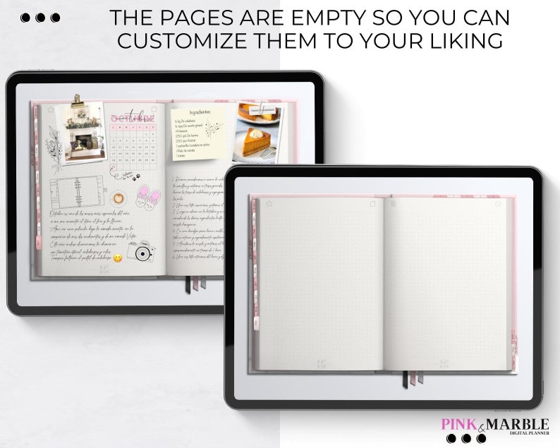 Undated Digital Planner, Realistic Digital Bullet Journal, Planner for ...