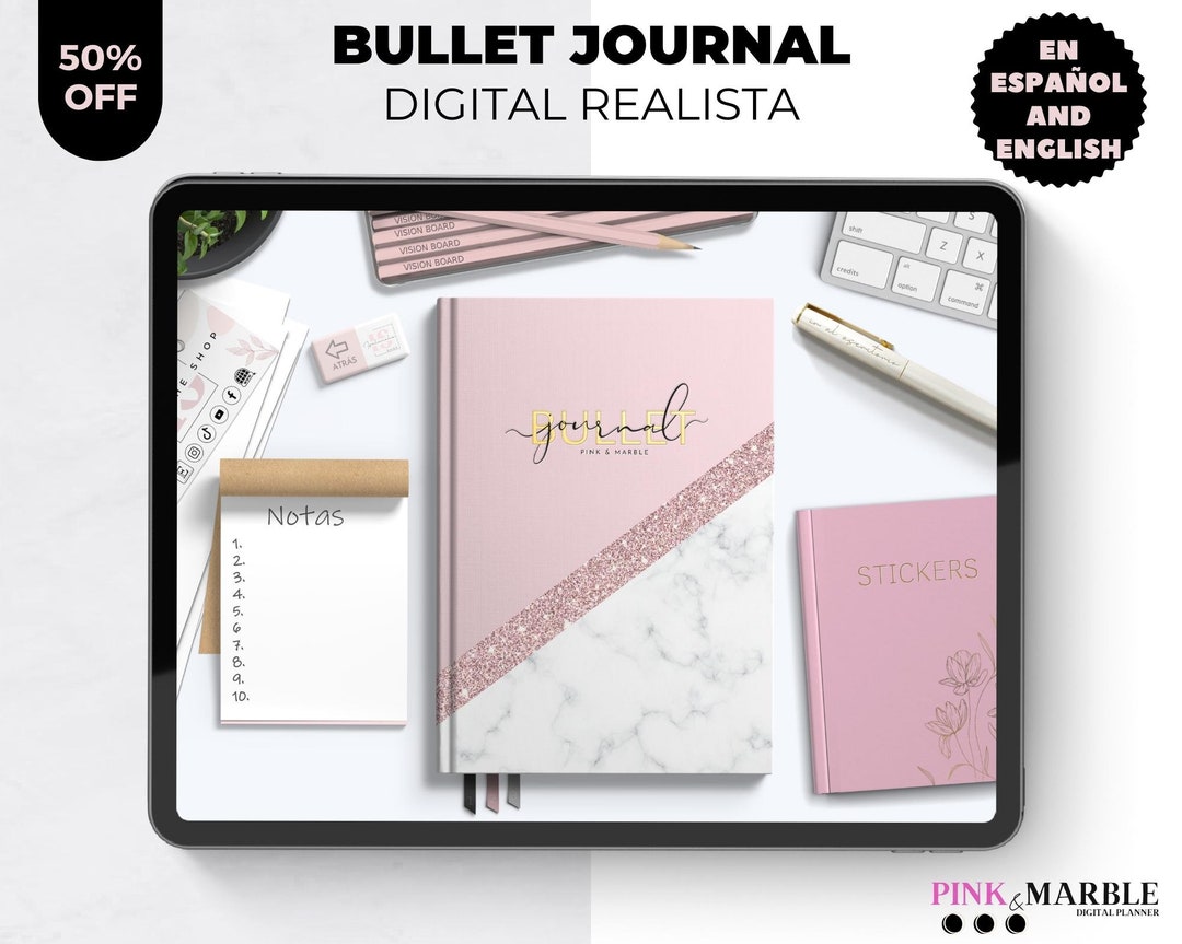 Undated Digital Planner, Realistic Digital Bullet Journal, Planner for ...