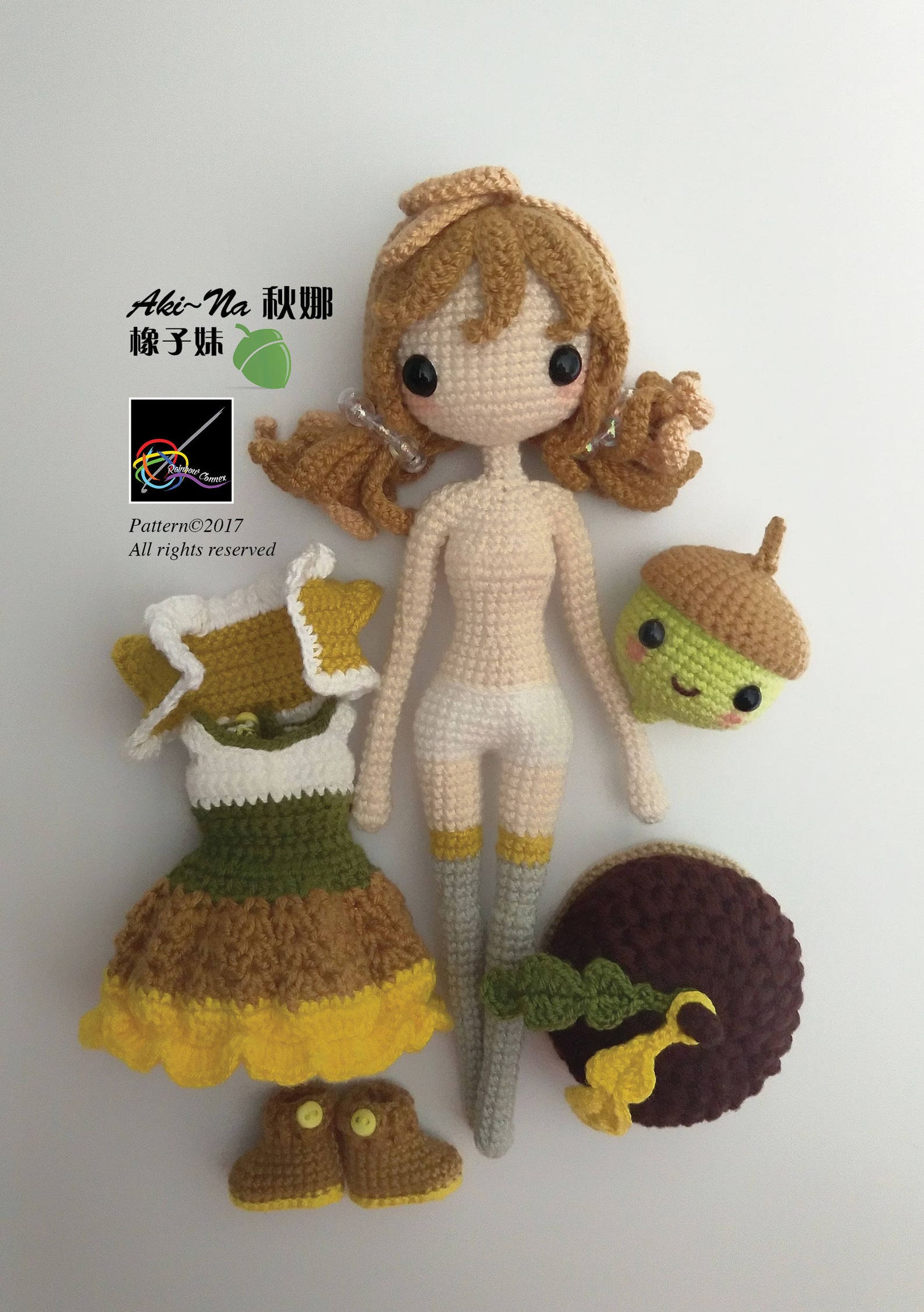Crochet Doll Pattern - Aki~na 秋娜－ the Acorn Girl - Etsy
