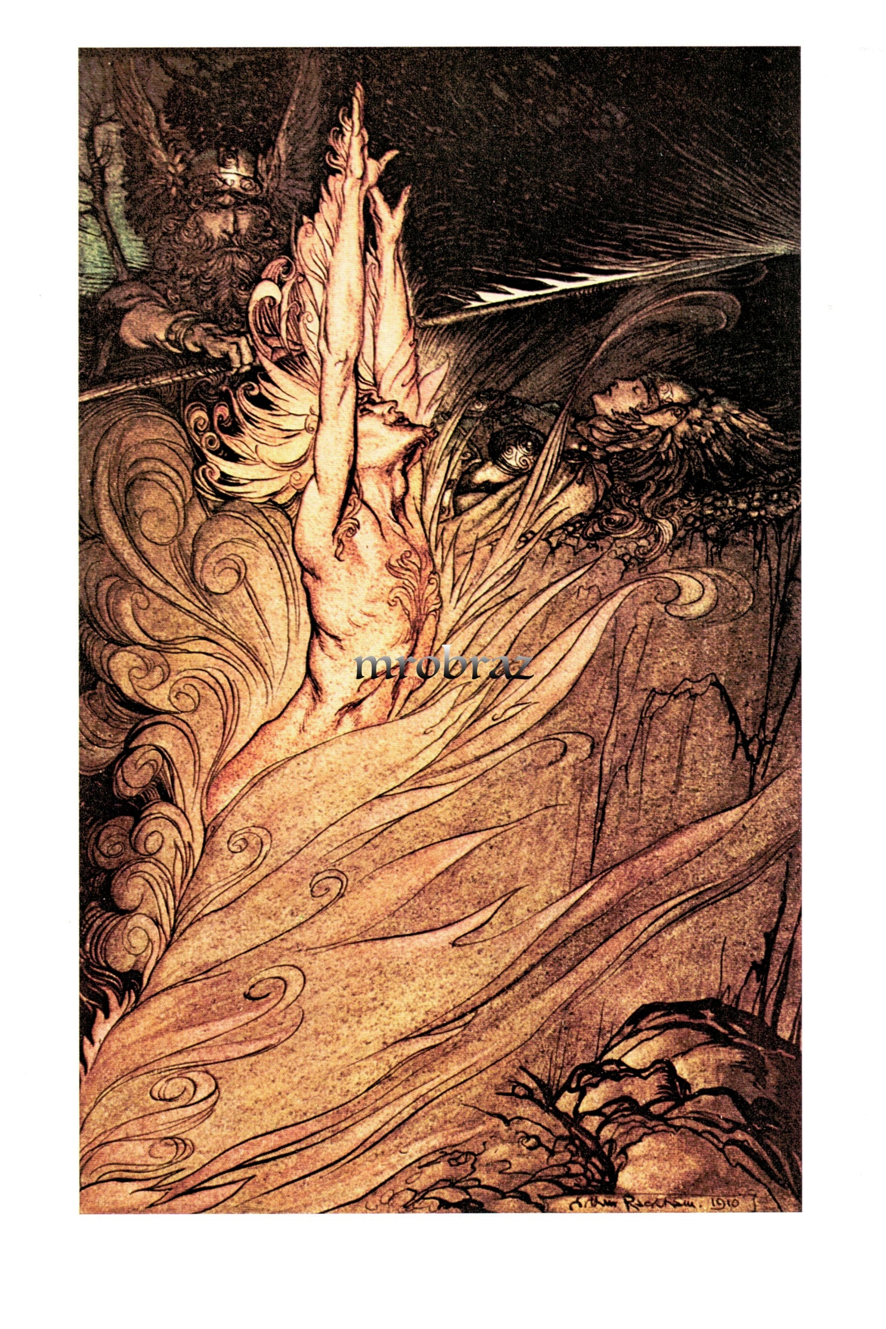 The Rhinegold and the Valkyrie Vintage Arthur Rackham print | Etsy
