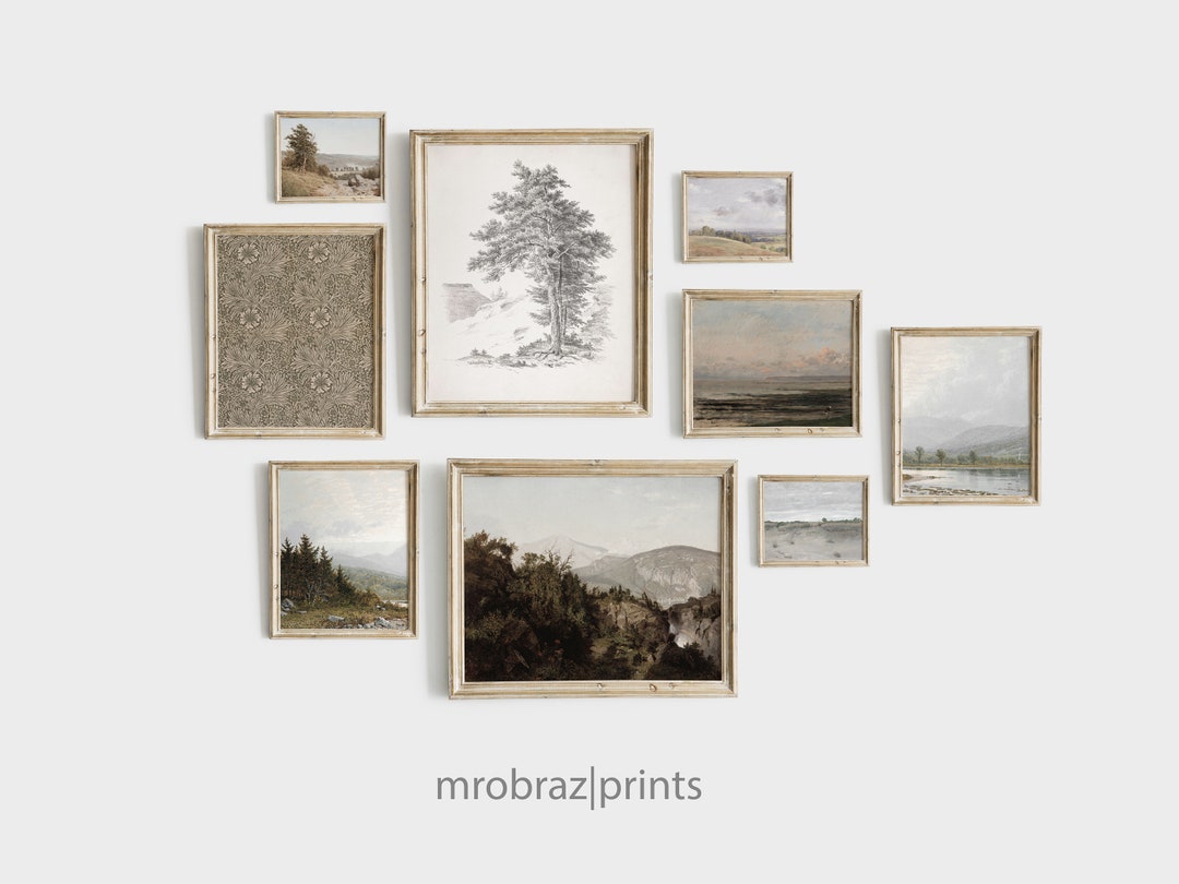 Printable Gallery Wall Layout Set of 9 Paintings, Curated Art Prints ...