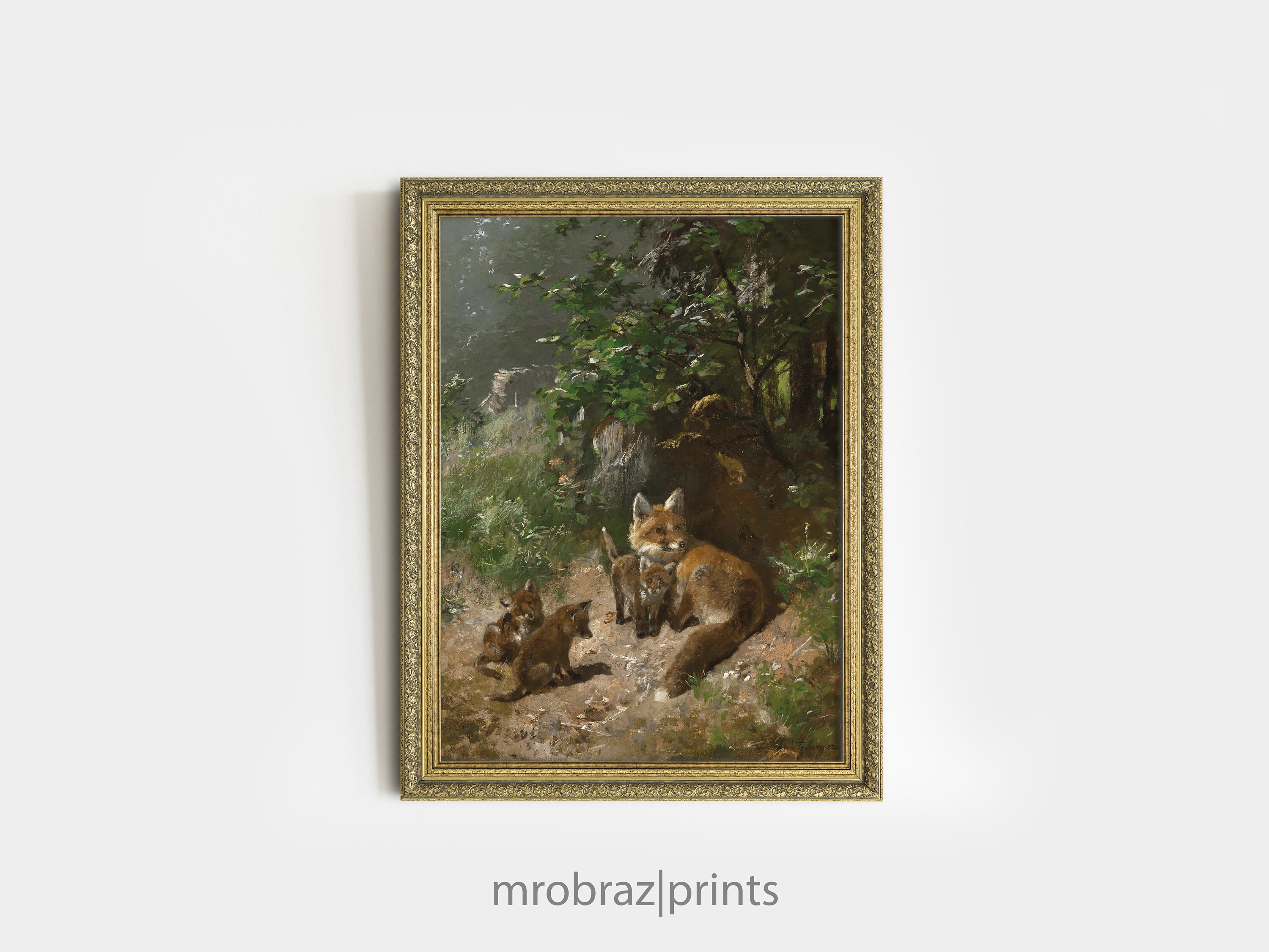 Red Fox Vintage Painting | Vintage Wall Art | Vintage Animal Painting ...