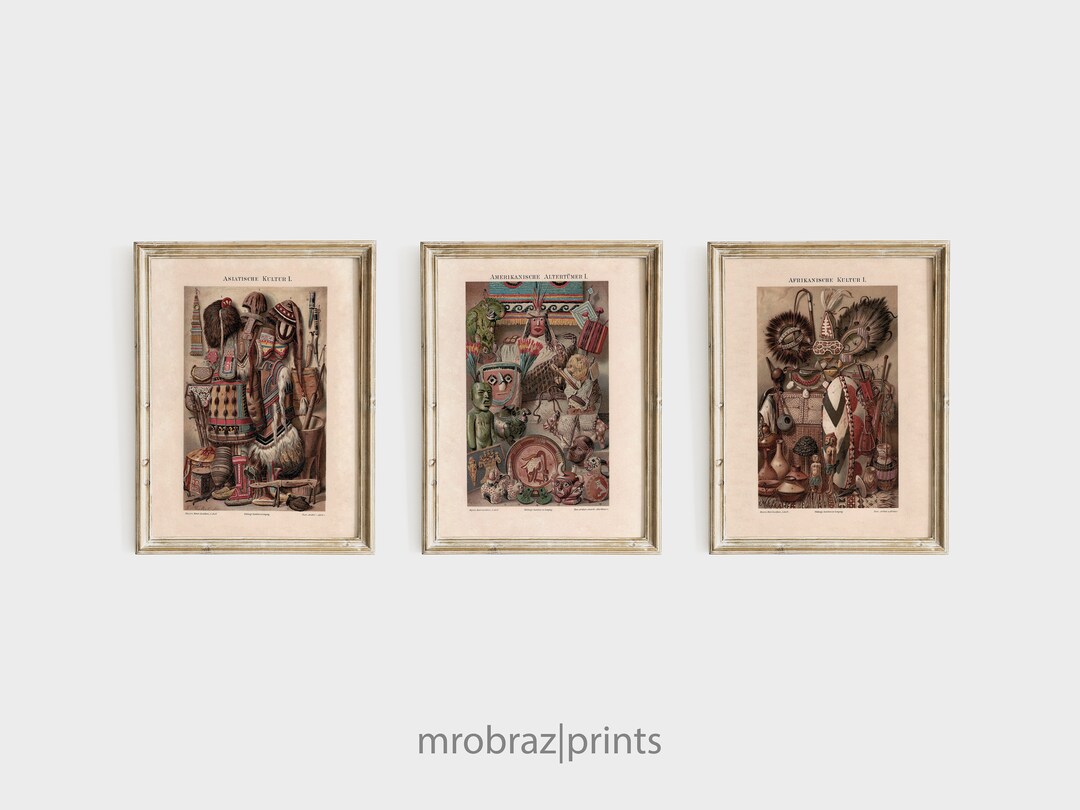 Vintage Triptych Print Set of 3 | Peoples Culture | American African ...