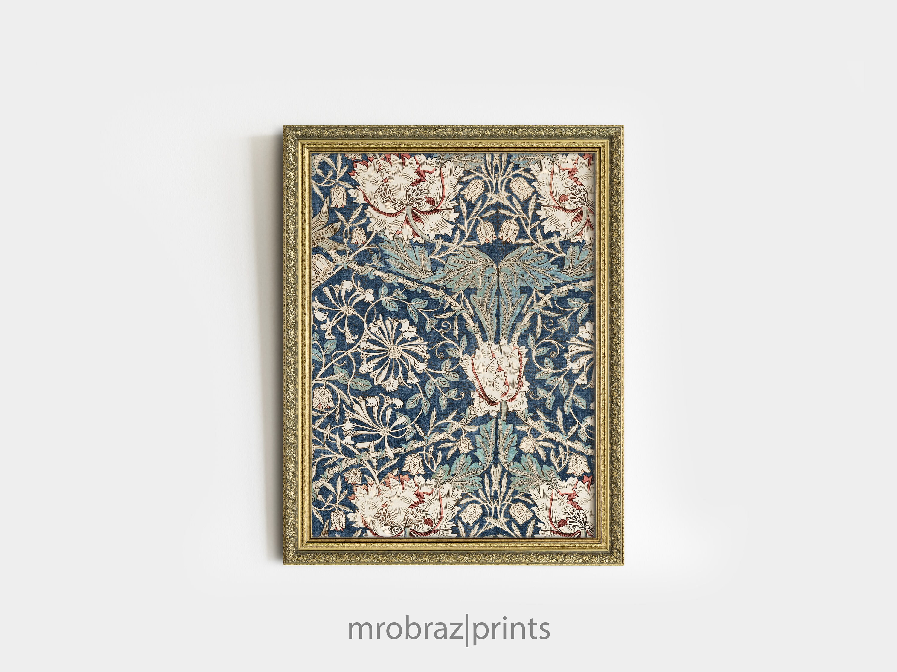Blue Tapestry Wall Art, Gallery Wall Set, Vintage Textile Rug Pattern ...