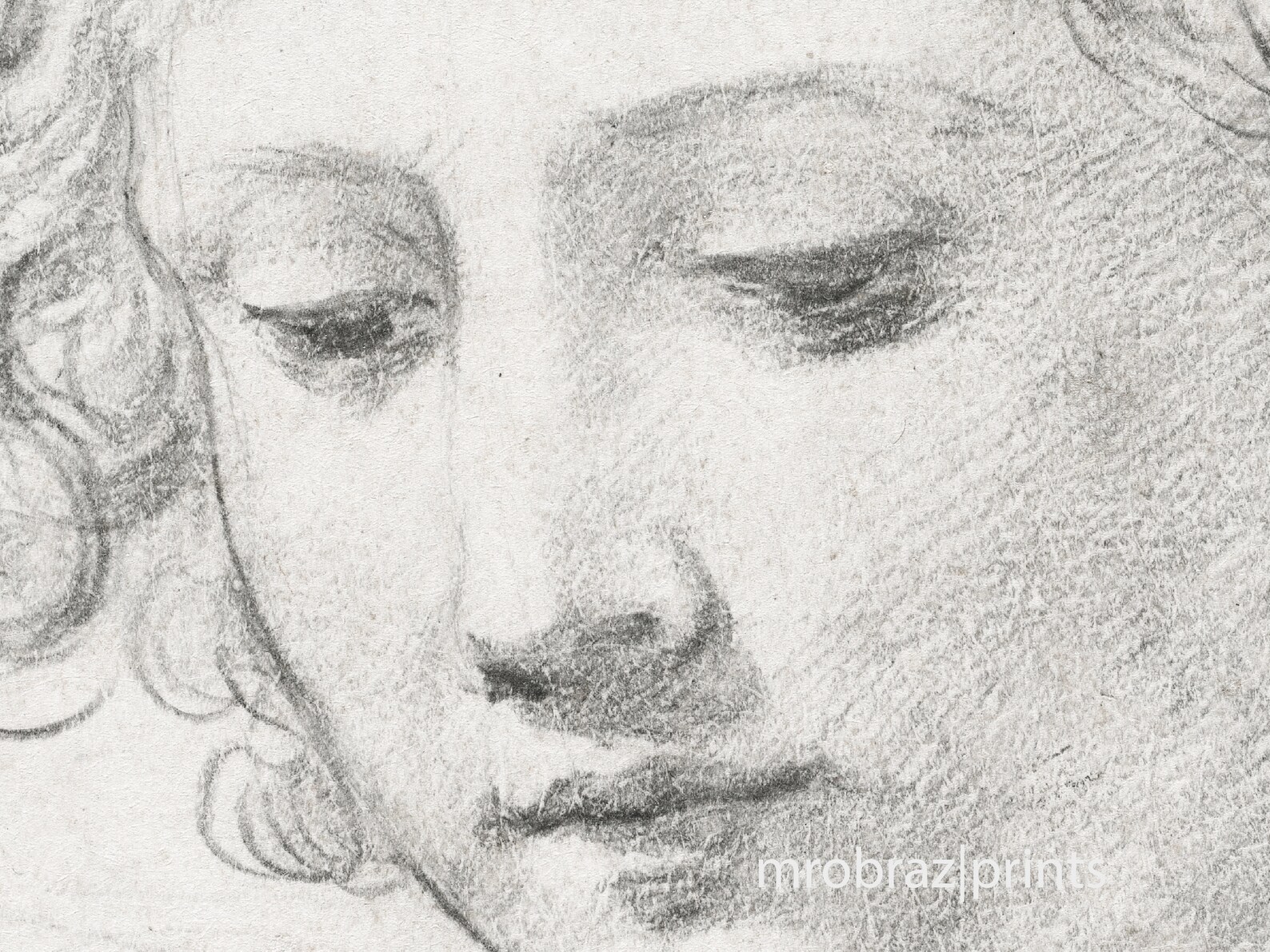 Cupid Face | Antique Angel Portrait Study | Vintage Amur Sketch Art ...