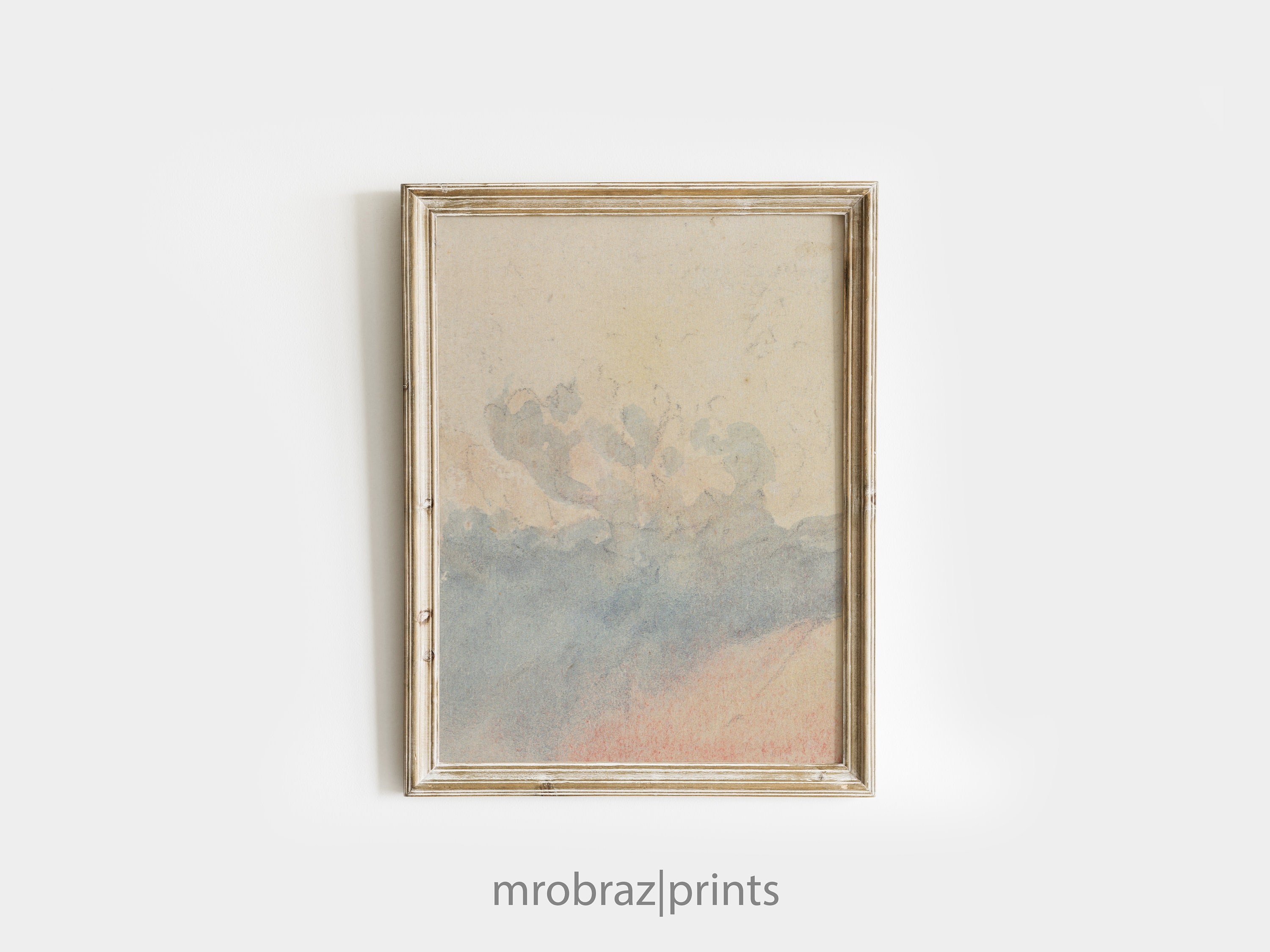 Cloudy Sky Triptych Print Set of 3 Watercolour Paintings, Vintage ...