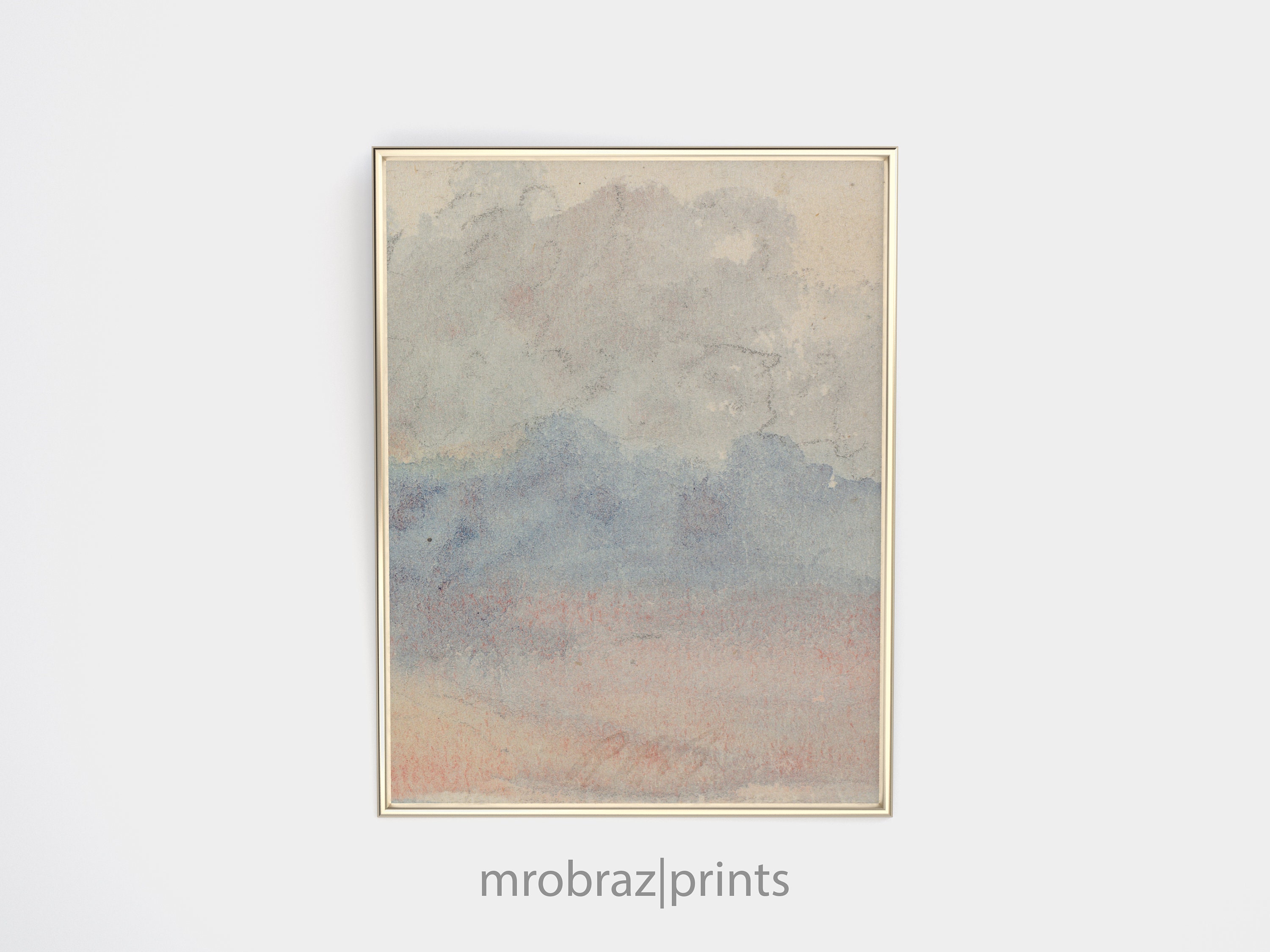 Cloudy Sky Triptych Print Set of 3 Watercolour Paintings, Vintage ...