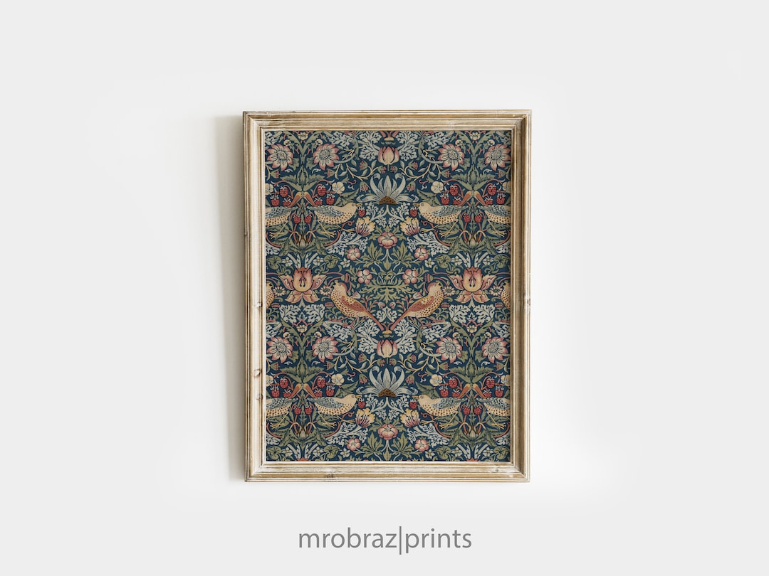 Vintage Textile Art, Rug Pattern Wall Print, Antique European Dark Blue ...