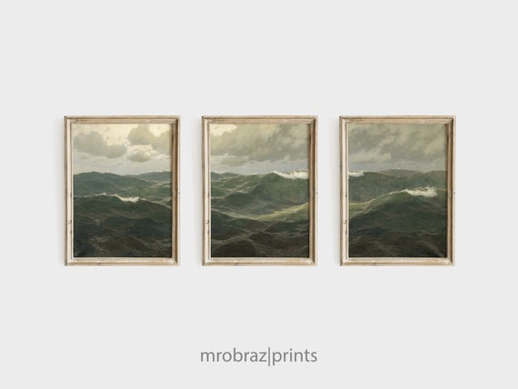 Vintage Seascape Triptych Print Set of 3 Oil Paintings - Etsy