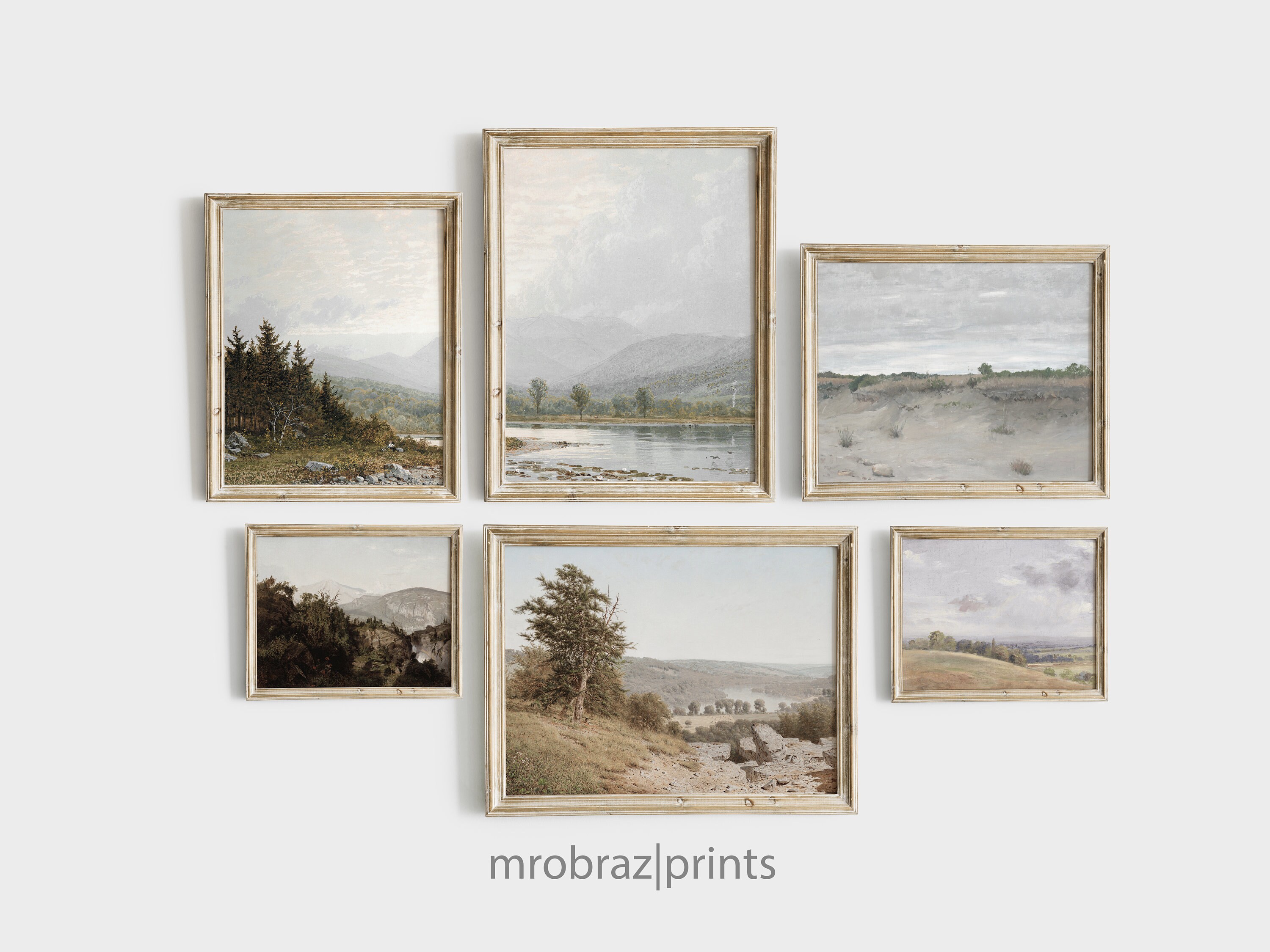 Printable Gallery Wall Layout Set of 9 Paintings, Curated Art Prints ...