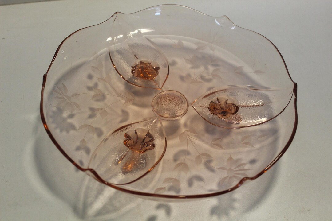 Sharon Glass, Depression Glass, Pink or Pastel Orange - Etsy