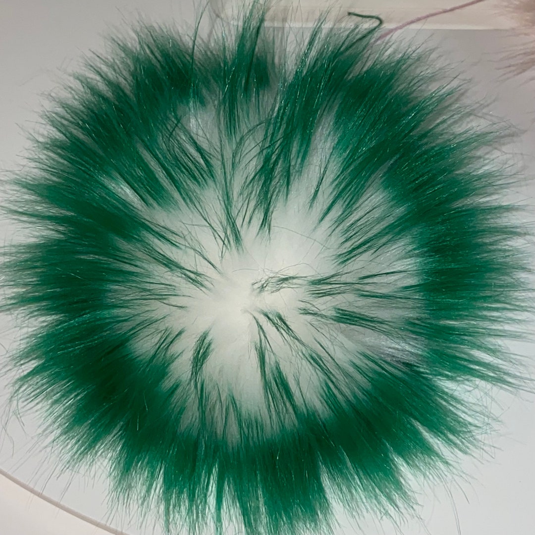 Green and White Candy Shag Long Hair Faux Pom - Etsy