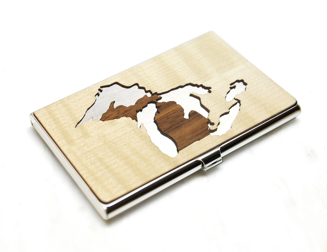 Michigan Business Card Case, Michigan Map Business Card Holder, Great ...