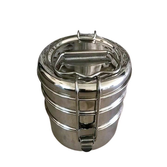 Tiered Tiffin Box Steel Tiffin Carrier Plastic Free Utensil | Etsy