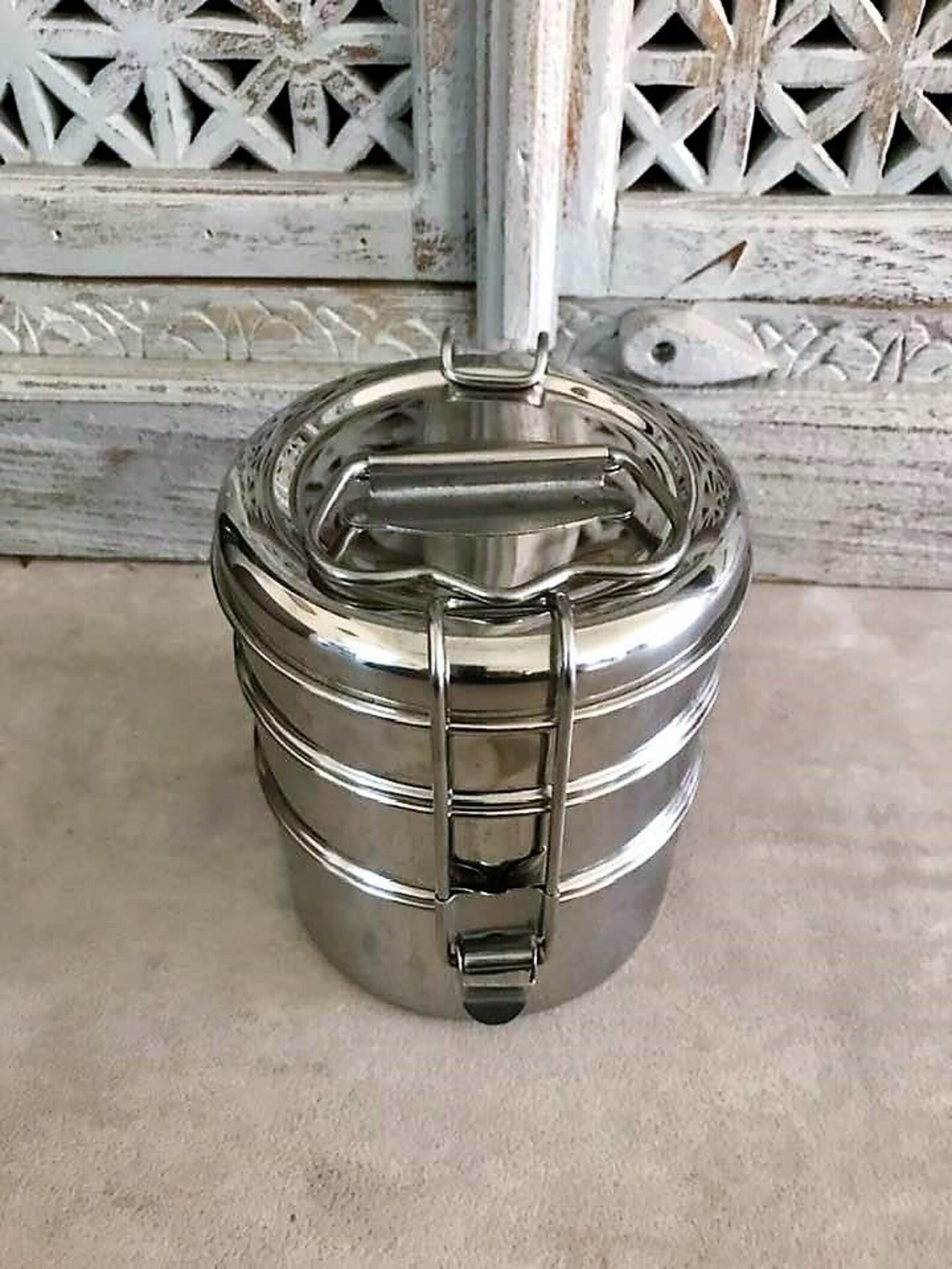 Tiered Tiffin Box Steel Tiffin Carrier Plastic Free Utensil | Etsy