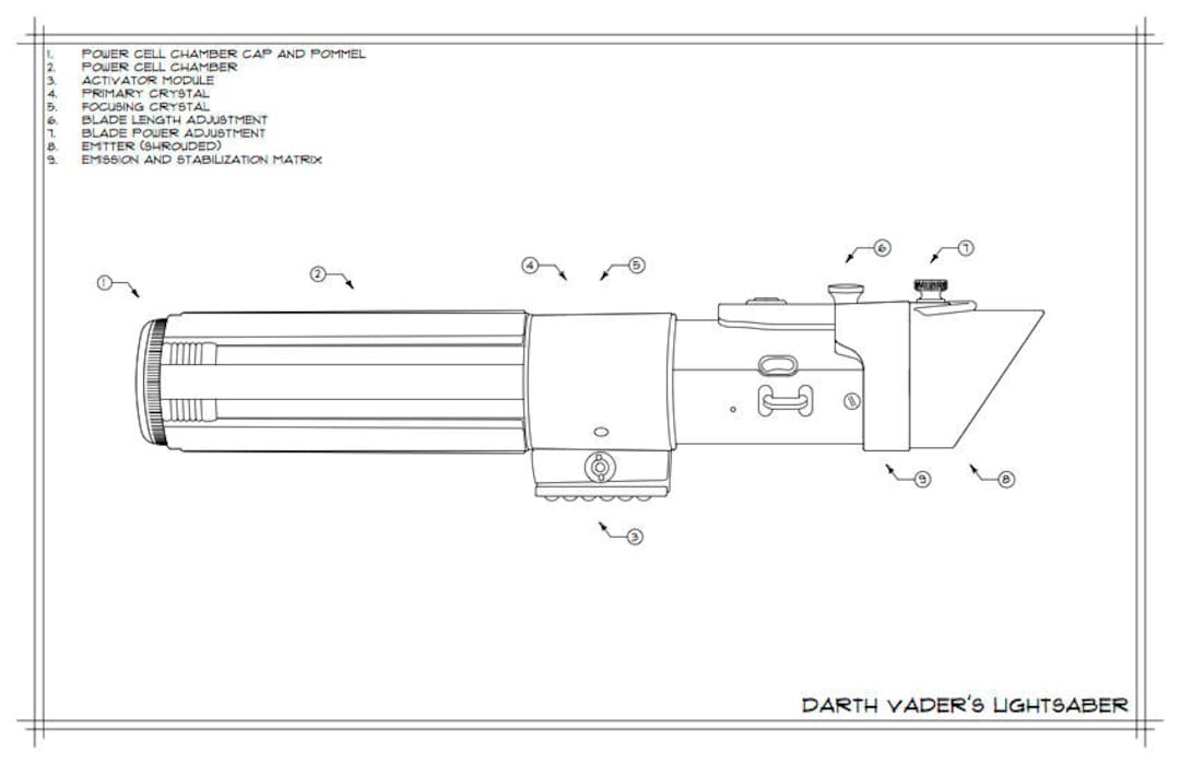 Darth Vader's Lightsaber Schematic Drawing - Etsy