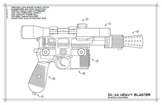 Han Solo's DL-44 Heavy Blaster Schematic Drawing - Etsy