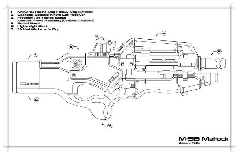Mass Effect: M-96 Mattock Schematic Drawing - Etsy