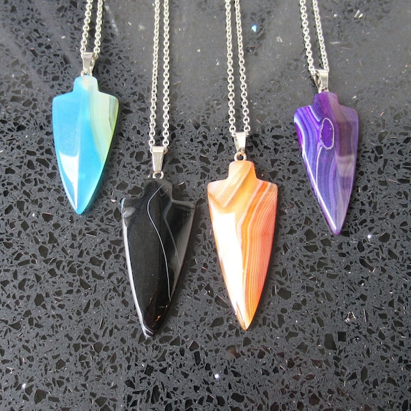 Stone Arrowhead Necklace - Etsy