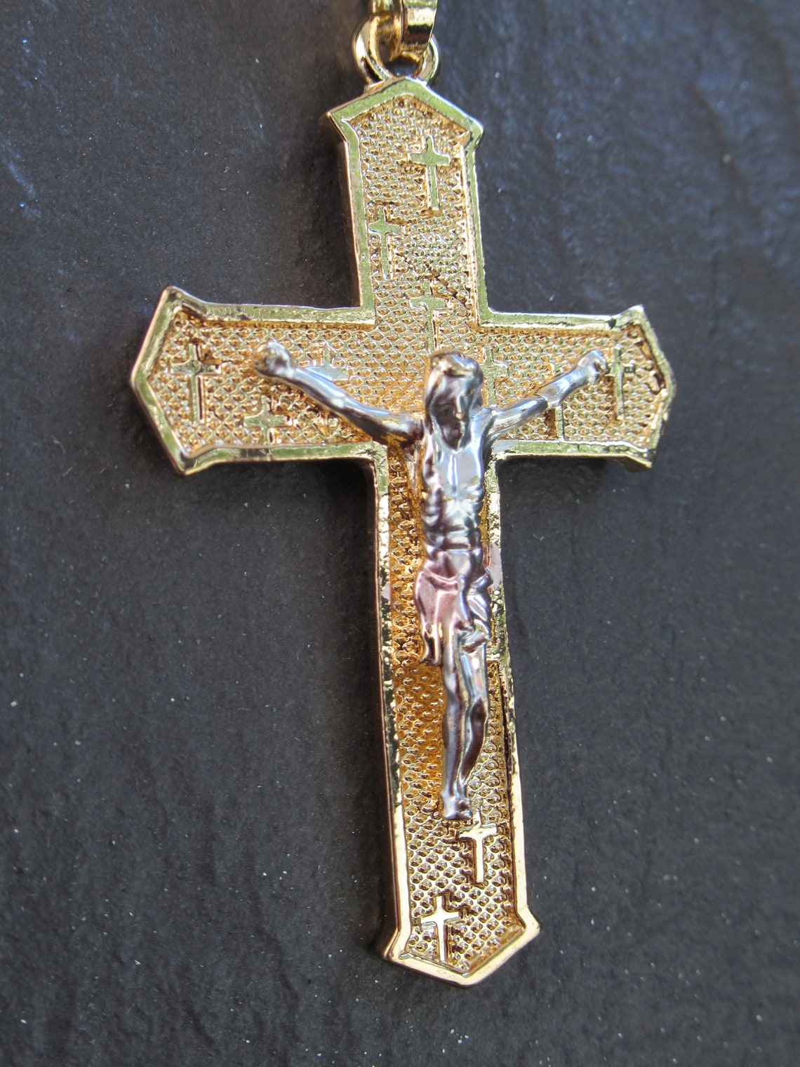 3D 18K Gold Plate Crucifix Chain Necklace Christian Jesus - Etsy UK